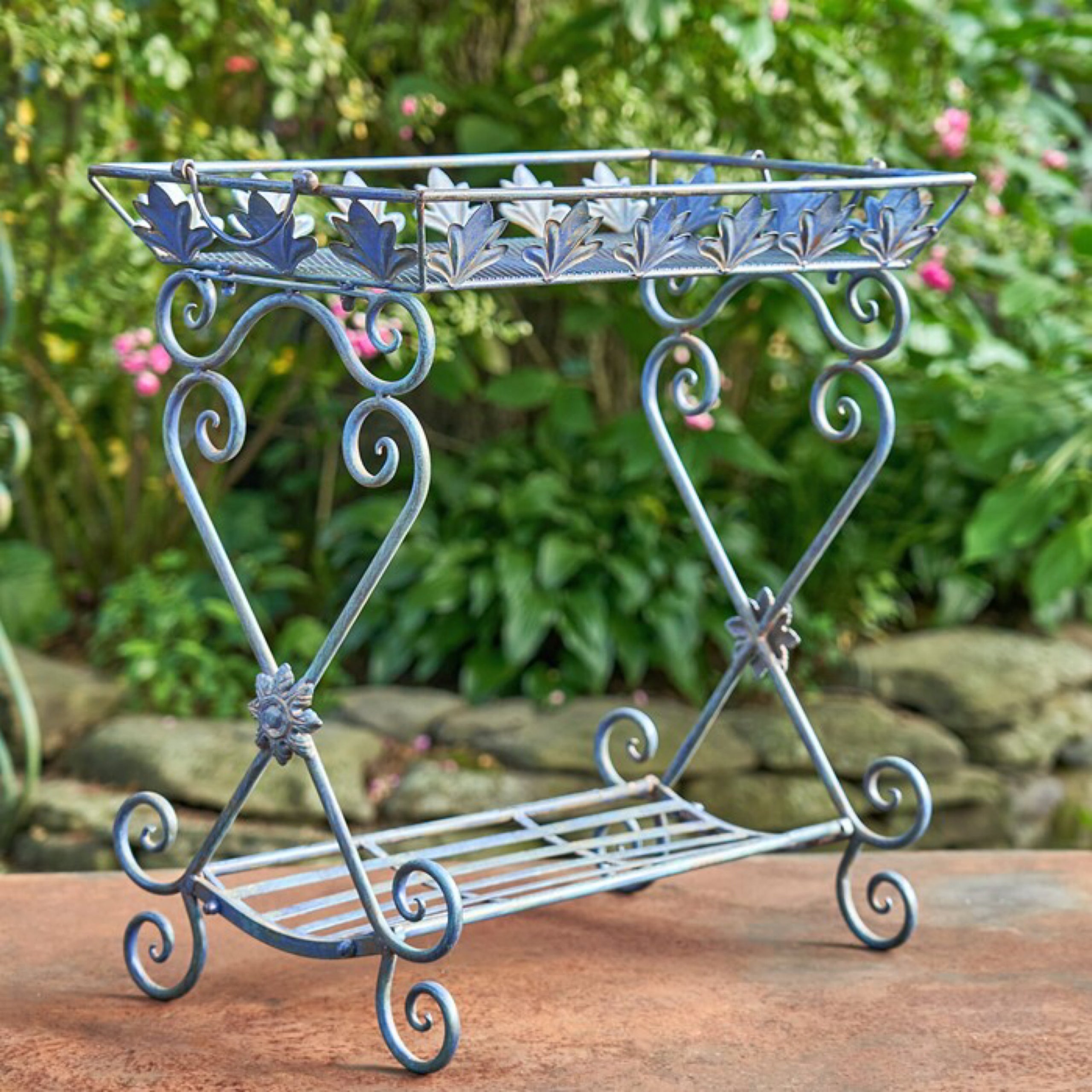 Two Tier Rectangular Plant Stand | Lavender Blue